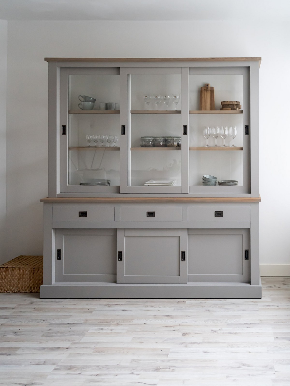Buffetkast Melbourne Grijs/Wit/Eiken 200